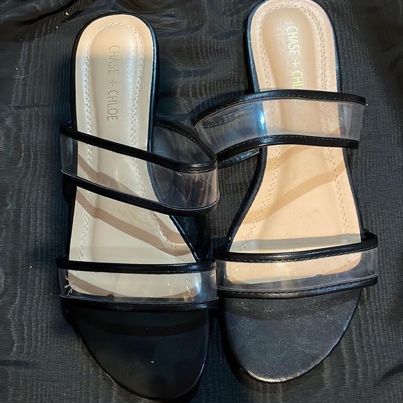 Chase + Chloe | Shoes | Chase And Chloe Clear And Black Slides In Size ...